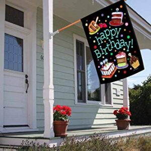 Toland Home Garden 102524 Happy Birthday Cake Birthday Flag 28x40 Inch Double Sided for Outdoor Party House Yard Decoration