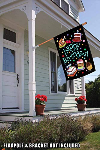 Toland Home Garden 102524 Happy Birthday Cake Birthday Flag 28x40 Inch Double Sided for Outdoor Party House Yard Decoration