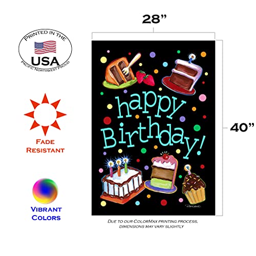 Toland Home Garden 102524 Happy Birthday Cake Birthday Flag 28x40 Inch Double Sided for Outdoor Party House Yard Decoration