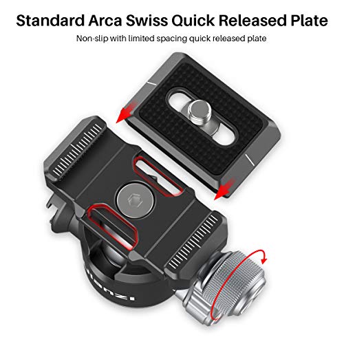 Tripod Ball Head ULANZI U-80L Camera Quick Release Metal Ball Head Camera Mount Arca Swiss 360° Rotating with Quick Release Plate & Cold Shoe, 22lbs/10kg Load for 1/4" Tripod,Monopod,DSLR,Camera