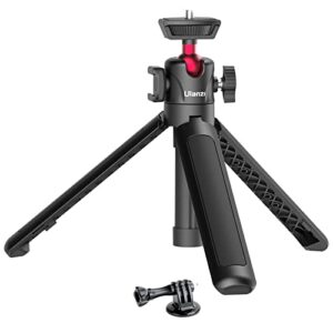 mt-16 extendable mini camera tripod, 4 levels adjustment 360° ball head cold shoe lightweight portable vlog travel selfie stick handle grip desktop webcam tripod for akaso dslr gopro 5 6 7 8 910 11