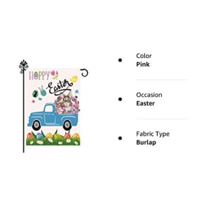 LORDWEY Easter Garden Flags, Welcome Bunny Easter Spring Double Sided Flags, Seasonal Vertical 12x18 Inch Rabbit Burlap Flag, House Yard Outdoor Decor, Pink