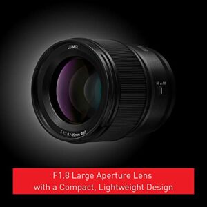 PANASONIC LUMIX S Series Camera Lens, 85mm F1.8 L Mount Interchangeable Lens for Mirrorless Full Frame Digital Cameras, S-S85, Black