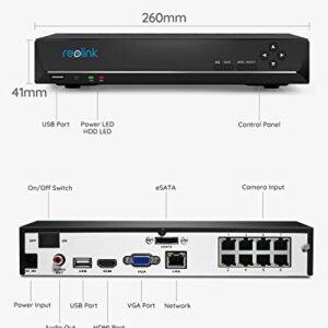 REOLINK 4K 8Ch Network Video Recorder for Home Security Camera System, Only Work with 4K/5MP/4MP HD Reolink IP Cameras PoE NVR, 24/7 Recording to Pre-Installed 2TB Hard Drive, RLN8-410