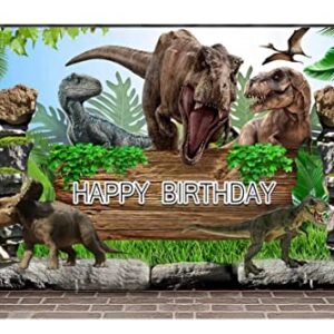 Dinosaur Themed Backdrops Boys Tropical Jungle Happy Birthday Party Photography Background Kids Baby Shower Cake Table Decoration Photo Party Supplies Banner 7X5ft