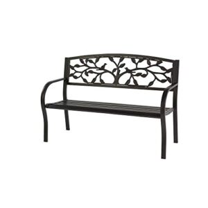 tree of life metal garden bench black aluminum backed