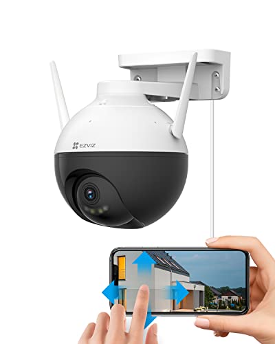 EZVIZ Security Camera Outdoor, 4MP WiFi Camera Pan/Tilt, 360° Visual Coverage, IP65 Waterproof, Color Night Vision, AI-Powered Person Detection, Two-Way Talk, Support MicroSD Card up to 256GB | C8W