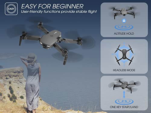 NEHEME NH525 Foldable Drones with 1080P HD Camera for Adults, RC Quadcopter WiFi FPV Live Video, Altitude Hold, Headless Mode, One Key Take Off for Kids or Beginners with 2 Batteries, Upgraded Version