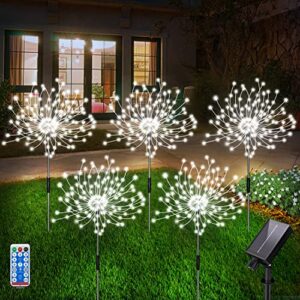 solar garden lights, firework lights outdoor 5 pack 120 led solar waterproof decorative starburst lights landscape lamp 18 hours working time, decor for courtyard garden christmas party(cool white)