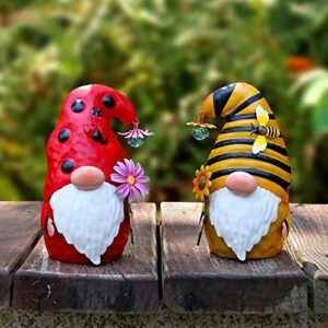 art elf metal garden gnome decoration outdoor christmas decor home decor for patio yard lawn, housewarming garden gifts – 2 packs