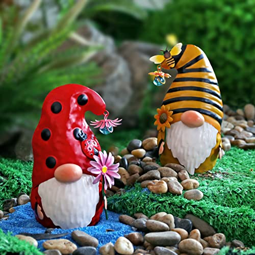 Art Elf Metal Garden Gnome Decoration Outdoor Christmas Decor Home Decor for Patio Yard Lawn, Housewarming Garden Gifts - 2 Packs