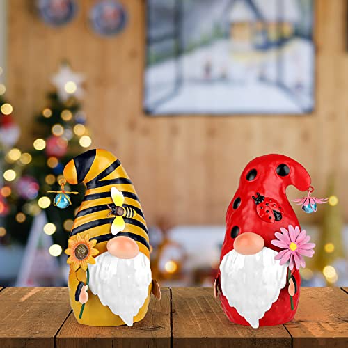 Art Elf Metal Garden Gnome Decoration Outdoor Christmas Decor Home Decor for Patio Yard Lawn, Housewarming Garden Gifts - 2 Packs