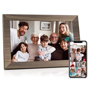 10.1 wifi digital photo frame, canupdog ips touch screen smart cloud photo frame with 16gb storage, wall mountable, auto-rotate, motion sensor, share photos via frameo app