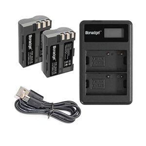 bonadget 2 pack 2000mah en-el3 en-el3a replacement battery and lcd dual charger compatible with nikon d700 d90 d300s d300 d200 d80 d50 d70s d70 d100 d900 digital cameras