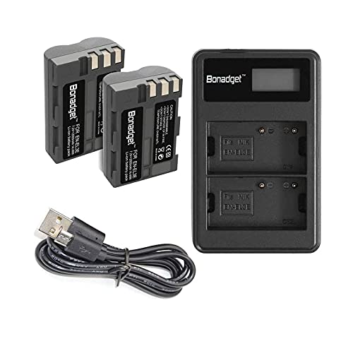 Bonadget 2 Pack 2000mAh EN-EL3 EN-EL3A Replacement Battery and LCD Dual Charger Compatible with Nikon D700 D90 D300S D300 D200 D80 D50 D70S D70 D100 D900 Digital Cameras