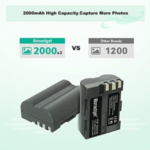 Bonadget 2 Pack 2000mAh EN-EL3 EN-EL3A Replacement Battery and LCD Dual Charger Compatible with Nikon D700 D90 D300S D300 D200 D80 D50 D70S D70 D100 D900 Digital Cameras