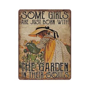 dreacoss the garden in some girls souls retro tin sign gardening decor girl’s bedroom decor garden wall art sign for home office club pub coffee bar birthday anniversary housewarming gift 8×5.5 inch