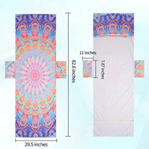 Beach Chair Cover with Side Pockets Thick and Quick Dry Chaise Lounge Chair Towel Cover for Sun Lounger Pool Sunbathing Garden Beach Hotel No Sliding (Mandala)