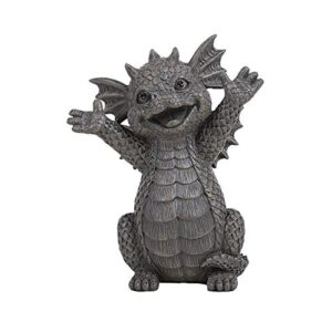 pacific giftware happy garden dragon cheering you on garden display decorative accent sculpture stone finish 5.25 inch tall