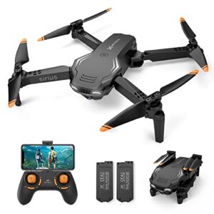 heygelo s90 drone with camera for adults, 1080p hd mini fpv drones for kids beginners, foldable rc quadcopter toys gifts for boys girls with altitude hold, voice/gesture control, 3 speeds, 2 batteries