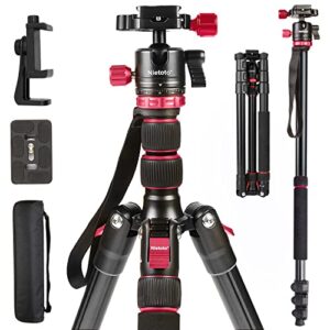 2023 new camera tripod, aluminum travel tripod for camera, dslr camema tripod, compact professional camera tripod monopod with 360 panorama ball head, 1/4 qr plate, carry bag