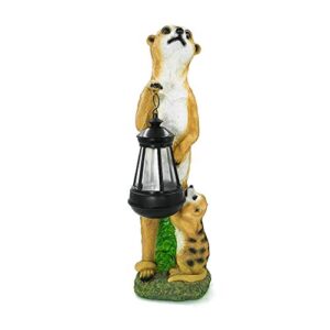 dreamseden outdoor decorations for garden yard lawn patio, funny meerkat statues with solar powered lights