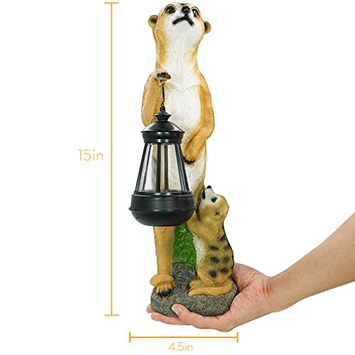 Dreamseden Outdoor Decorations for Garden Yard Lawn Patio, Funny Meerkat Statues with Solar Powered Lights