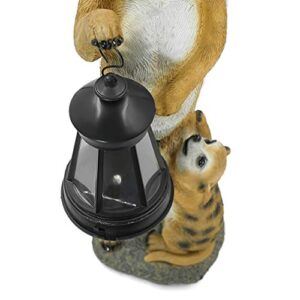 Dreamseden Outdoor Decorations for Garden Yard Lawn Patio, Funny Meerkat Statues with Solar Powered Lights