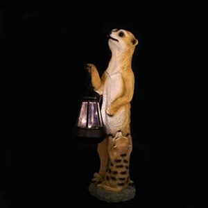 Dreamseden Outdoor Decorations for Garden Yard Lawn Patio, Funny Meerkat Statues with Solar Powered Lights