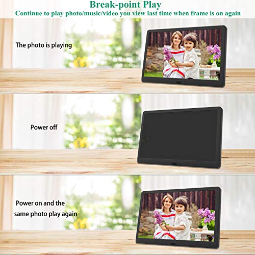 Atatat 10 inch Digital Picture Frame 1920x1080 Brightness Adjustable IPS Screen Digital Photo Frame with Timing Switch, Background Music Playing, 1080P Video Playback, Easy Plug and Play for All Ages