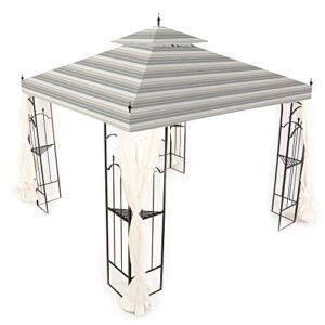 garden winds replacement canopy for home depot’s arrow gazebo – standard 350 – stripe stone