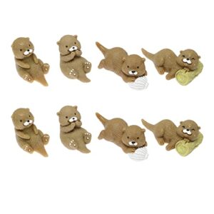 zyamy 8pcs miniature otter statue small animal shape decoration diy micro landscape otter fairy garden supplies