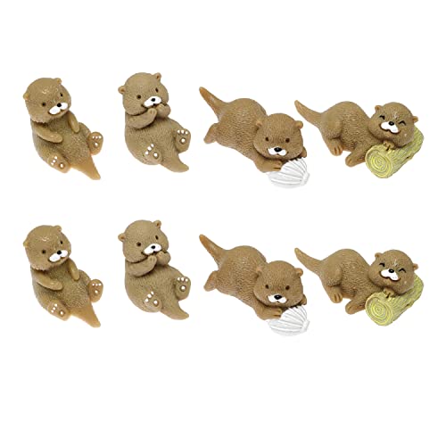 ZYAMY 8pcs Miniature Otter Statue Small Animal Shape Decoration DIY Micro Landscape Otter Fairy Garden Supplies