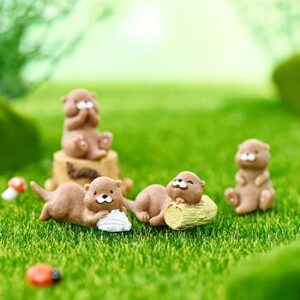 ZYAMY 8pcs Miniature Otter Statue Small Animal Shape Decoration DIY Micro Landscape Otter Fairy Garden Supplies