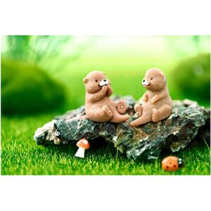 ZYAMY 8pcs Miniature Otter Statue Small Animal Shape Decoration DIY Micro Landscape Otter Fairy Garden Supplies