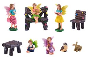 arggidan 10pcs fairy garden miniature fairies with furniture figurine -swing fairies set of accessories kit for kids and adults- outdoor or indoor decor