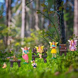 Arggidan 10pcs Fairy Garden Miniature Fairies with Furniture Figurine -Swing Fairies Set of Accessories Kit for Kids and Adults- Outdoor or Indoor Decor