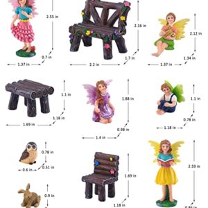 Arggidan 10pcs Fairy Garden Miniature Fairies with Furniture Figurine -Swing Fairies Set of Accessories Kit for Kids and Adults- Outdoor or Indoor Decor