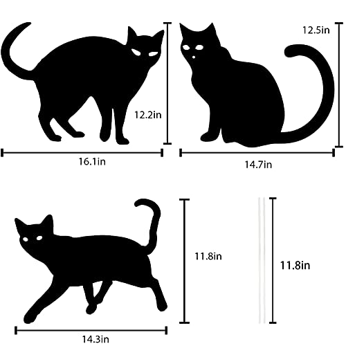 Halloween Yard Signs Stakes Outdoor Decorations - 3PCS Black Cat Lawn Decorations Signs for Garden Yard Scary Halloween Witch Decorations Outside