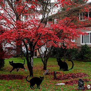 Halloween Yard Signs Stakes Outdoor Decorations - 3PCS Black Cat Lawn Decorations Signs for Garden Yard Scary Halloween Witch Decorations Outside