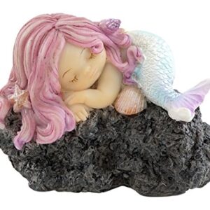 Top Collection Miniature Fairy Garden and Terrarium Sleeping Little Mermaid on Rock Statue