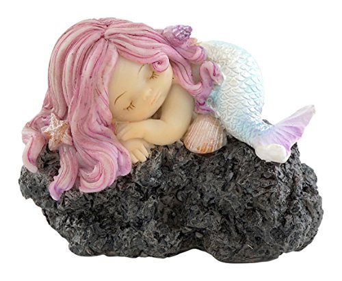 Top Collection Miniature Fairy Garden and Terrarium Sleeping Little Mermaid on Rock Statue