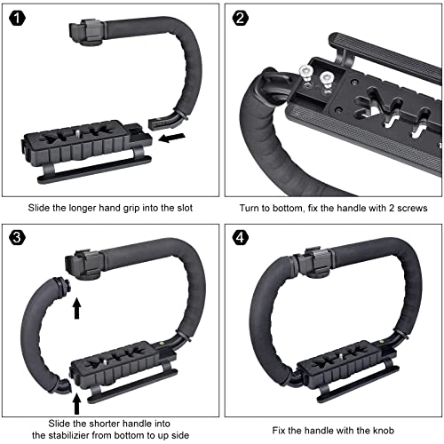 3-Shoe DSLR / Mirrorless/ Action Camera Camcorder Phone Stabilizer Expansion Cage Mount Moviemaking Holder Rig YouTube Tiktok Vlogging Video Kit Compatible with GoPro Canon Nikon Sony iPhone Android