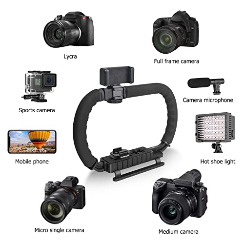 3-Shoe DSLR / Mirrorless/ Action Camera Camcorder Phone Stabilizer Expansion Cage Mount Moviemaking Holder Rig YouTube Tiktok Vlogging Video Kit Compatible with GoPro Canon Nikon Sony iPhone Android