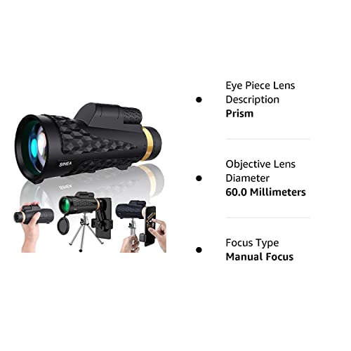 Birthday Gifts for Men Dad Him Husband Boyfriend, 12X60 High Powered Monoculars for Adults, Monocular Telescope for Smartphone with Holder & Tripod, FMC BAK4 Prism, Gadgets for Outdoors Birdwatching