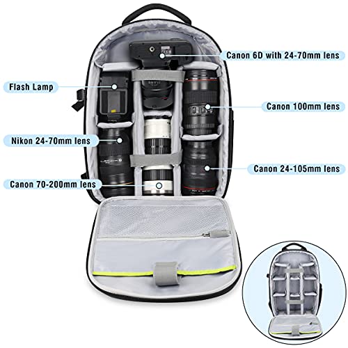 Endurax Large Camera Backpack Compatible with Canon Nikon Photographers Camera Bag for DSLR with Hardshell Protection