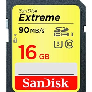 SanDisk 16GB Extreme SDHC UHS-I Memory Card - 90MB/s, C10, U3, V30, 4K UHD, SD Card - SDSDXNE-016G-GNCIN