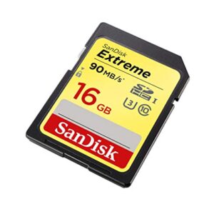 SanDisk 16GB Extreme SDHC UHS-I Memory Card - 90MB/s, C10, U3, V30, 4K UHD, SD Card - SDSDXNE-016G-GNCIN