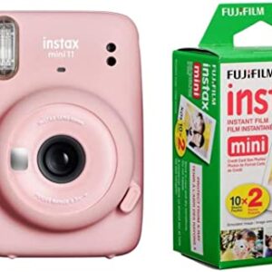 Fujifilm Instax Mini 11 Instant Film Camera, with Fujifilm instax Mini Instant Daylight Film Twin Pack, 20 Exposures (Blush Pink)