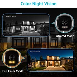 LaView 2K Security Camera Outdoor with Color Night Vision,3MP Wired Cameras for Home Security,IP65 Waterproof Camera, 24/7 Live Video,2 Way Audio,Cloud Storage/SD Slot,Compatible with Alexa(4pcs)